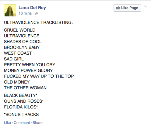 Lana Del Rey Releases “Ultraviolence” Tracklist (DETAILS) | Global Grind